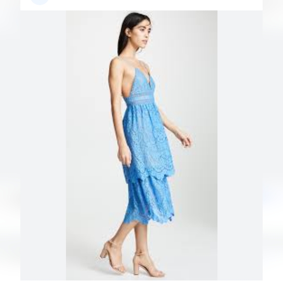 SAYLOR | Dresses | Saylor Safia Blue Lace Tiered Midi Dress Xs | Poshmark
